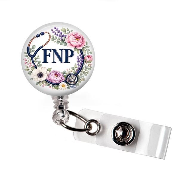 Handmade | Accessories | Fnp Badge Reel Floral Family Nurse ...